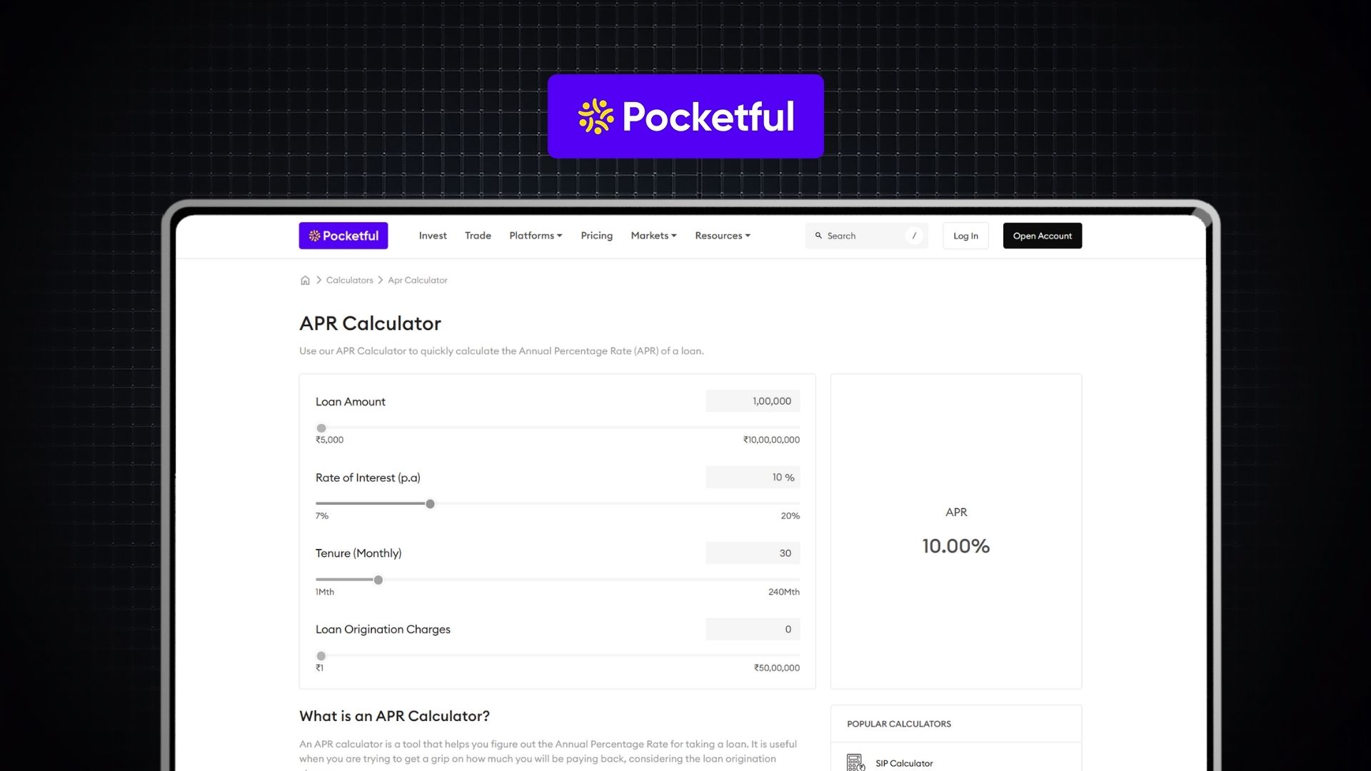 Annual Percentage Rate (APR) Calculator Online - Pocketful