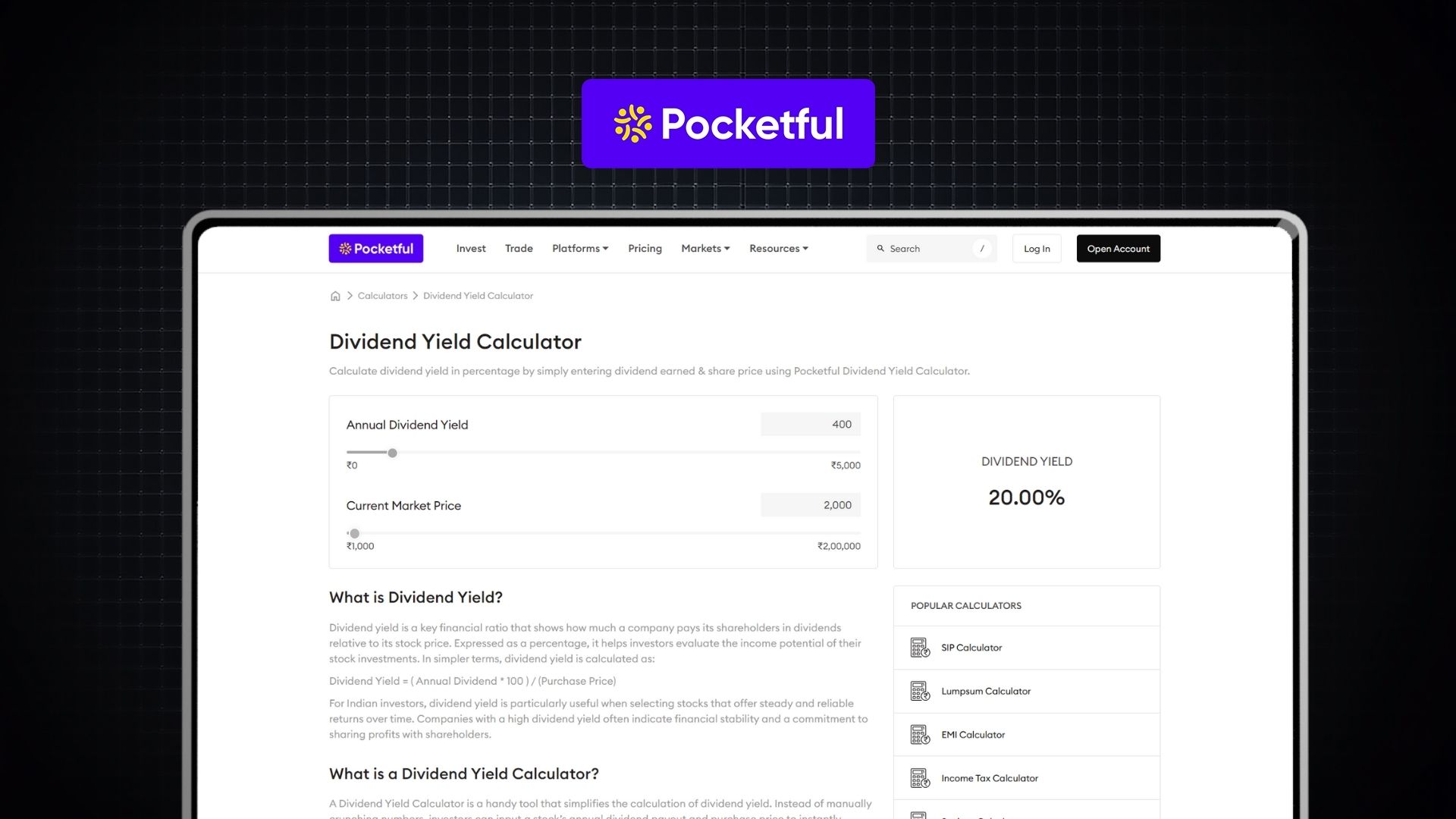 Dividend Yield Calculator: Calculate Dividend Yield of Stock Online