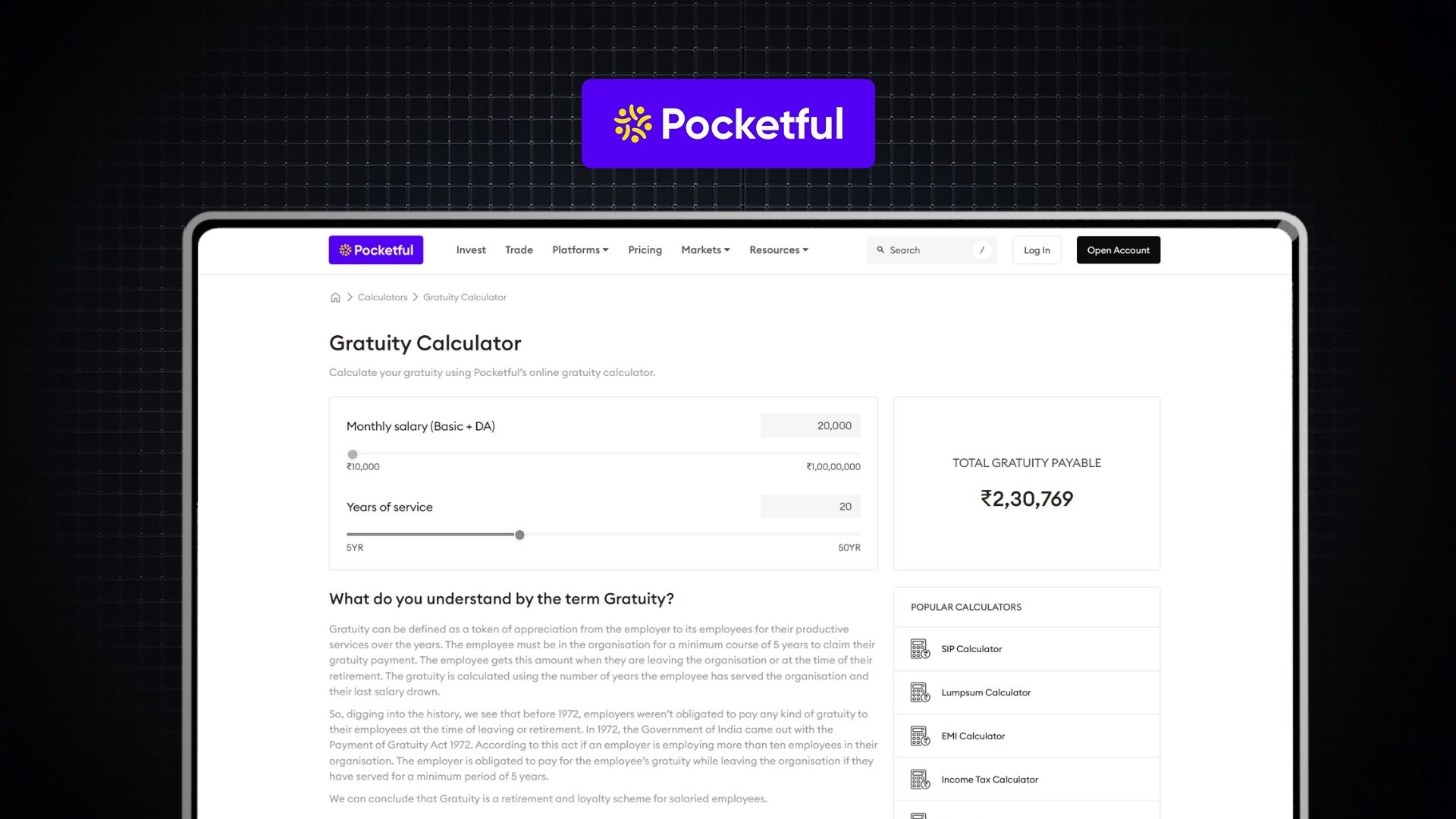 Gratuity Calculator Online India - Pocketful