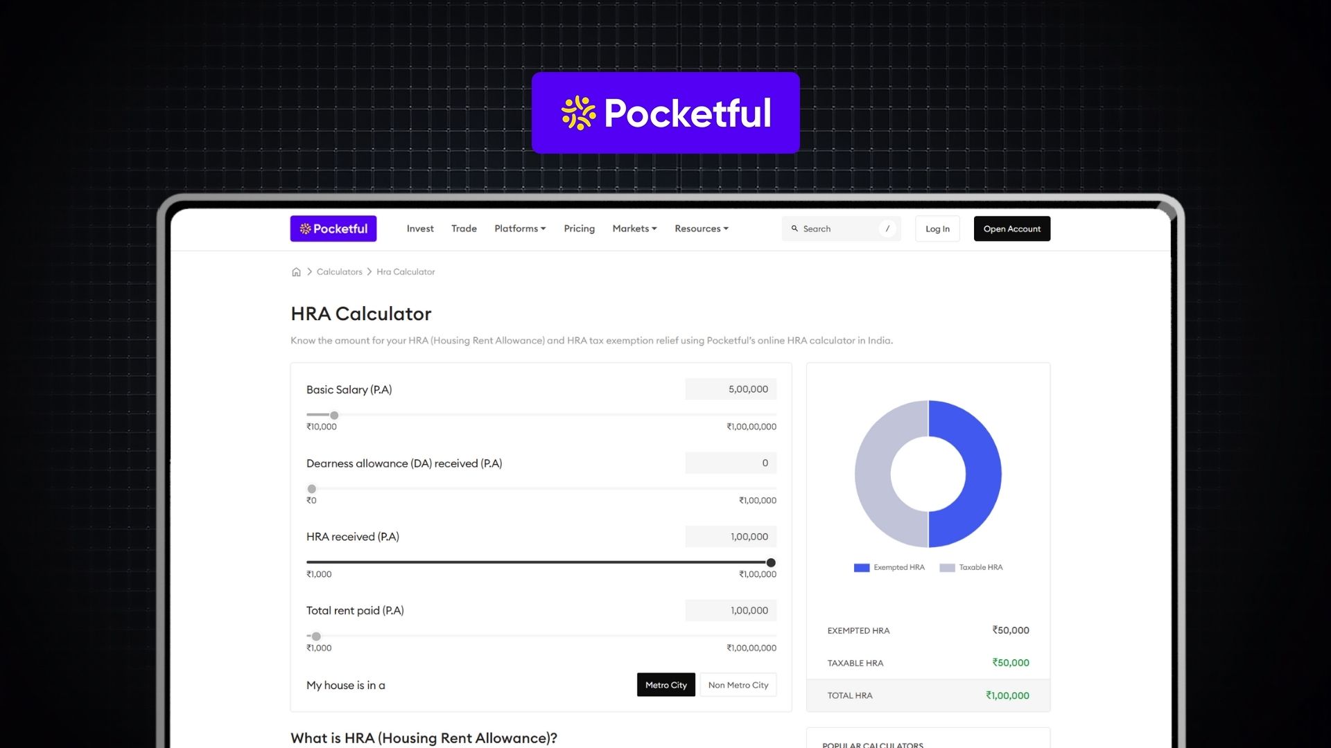 HRA (House Rent Allowance) Calculator Online - Pocketful